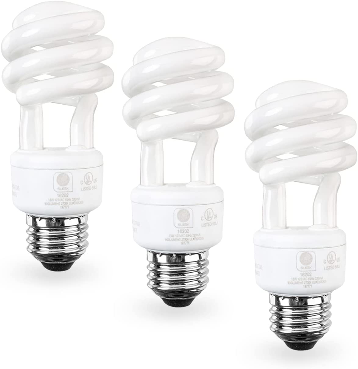 YANTON E26 Standard Screw Base 13Watt CFL Light Bulb - 3 Pack, 5000 ...