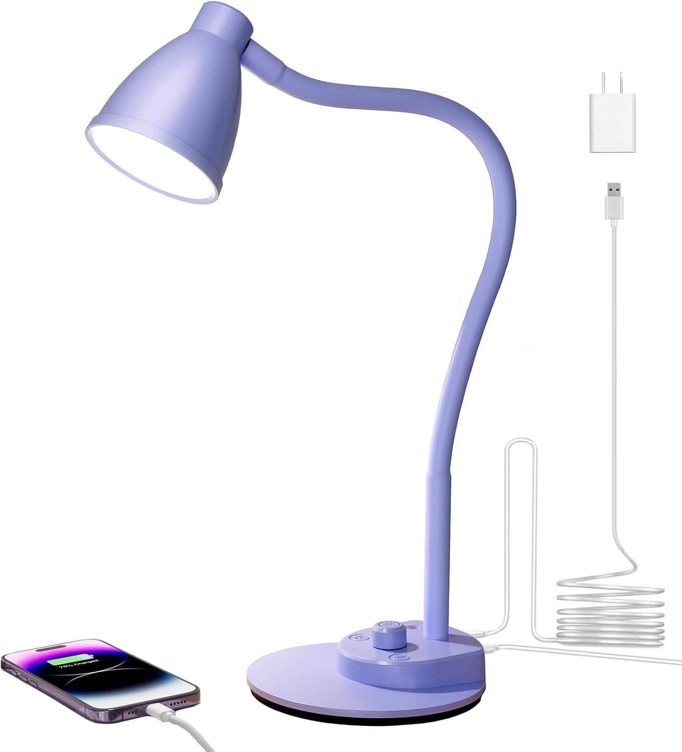 YANTON LED Desk Lamp with USB Charging Port, 3 Color Modes Fully ...
