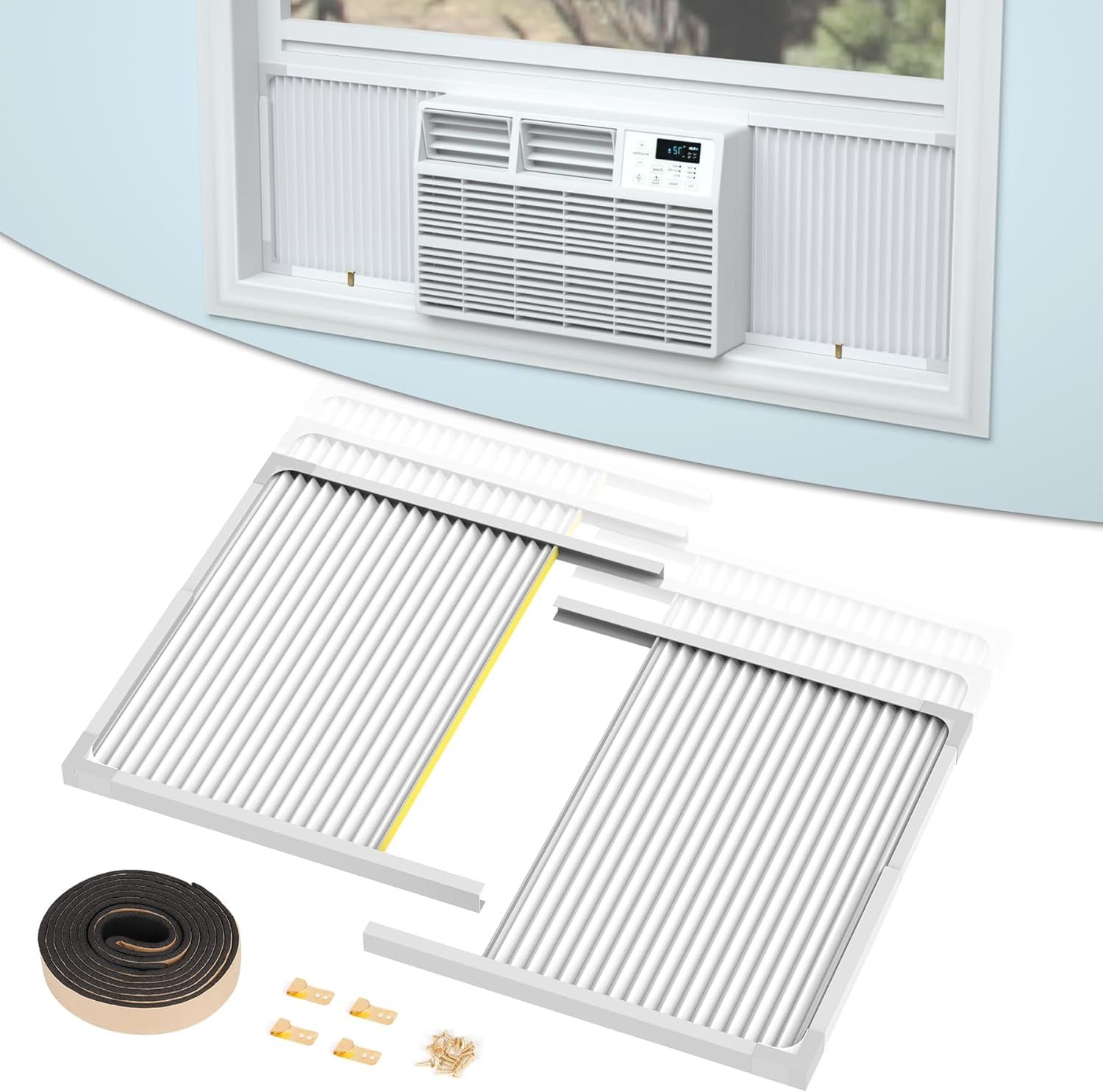 YANTON Window Air Conditioner Side Panels with Frame, Adjustable AC ...