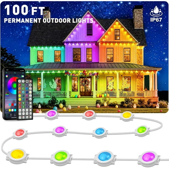 YANTON100FT Permanent Outdoor YANTONs, IP67 Waterproof,for House Roof ...