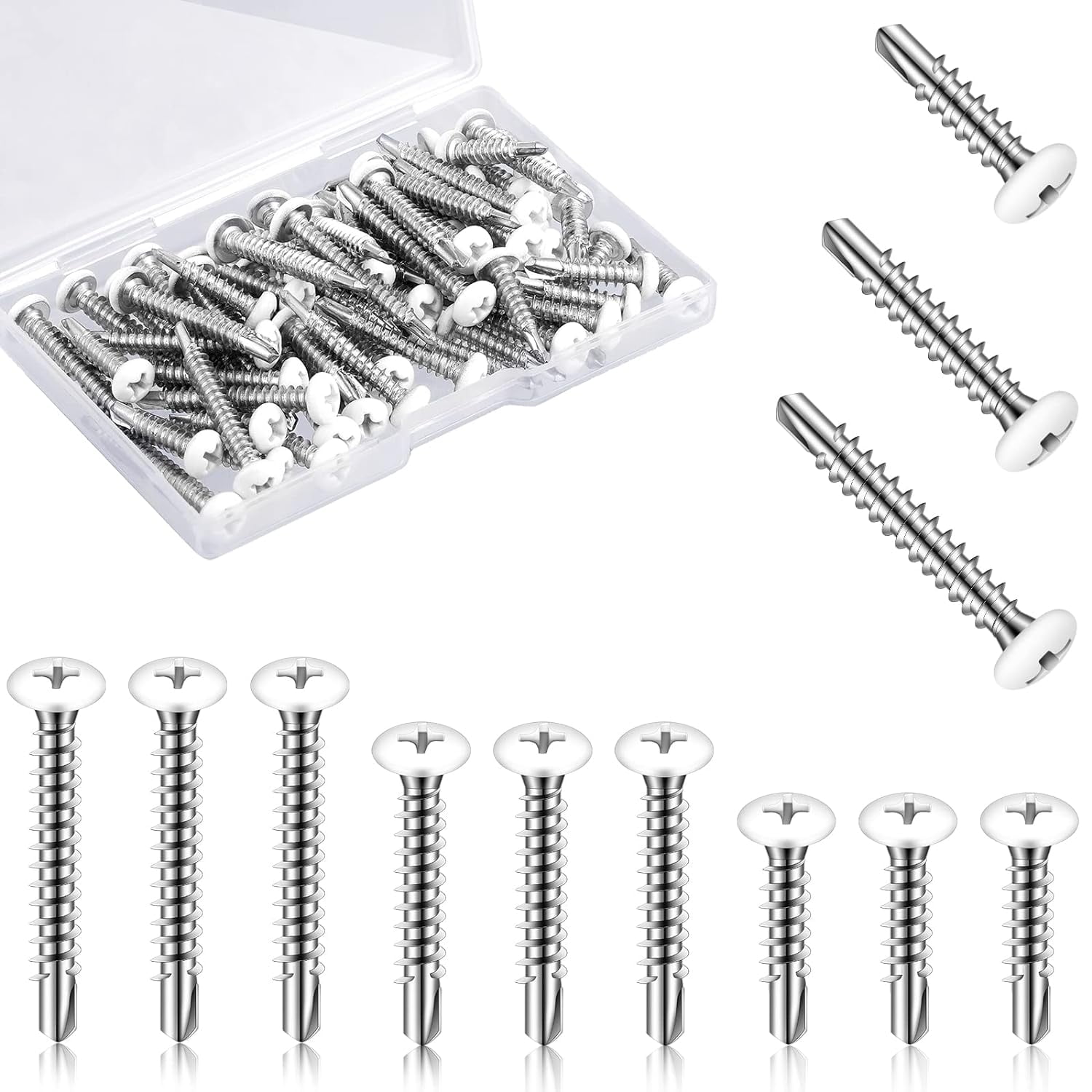 YANTONG 120 Pcs #8 White Pan Head RV Screw White Sheet Metal Self ...