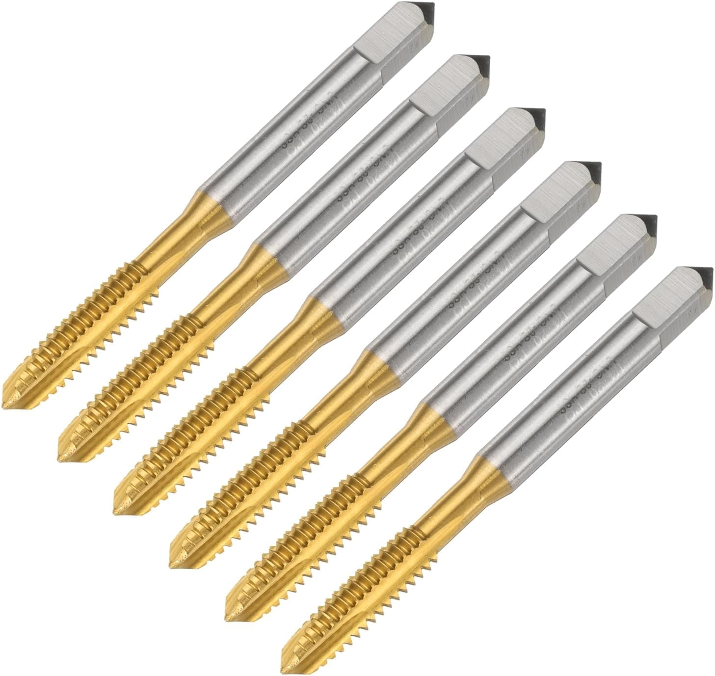 YANTONG 6pcs 1/4-20 UNC B2 Spiral Point Thread Tap, Screw Tap Threading ...