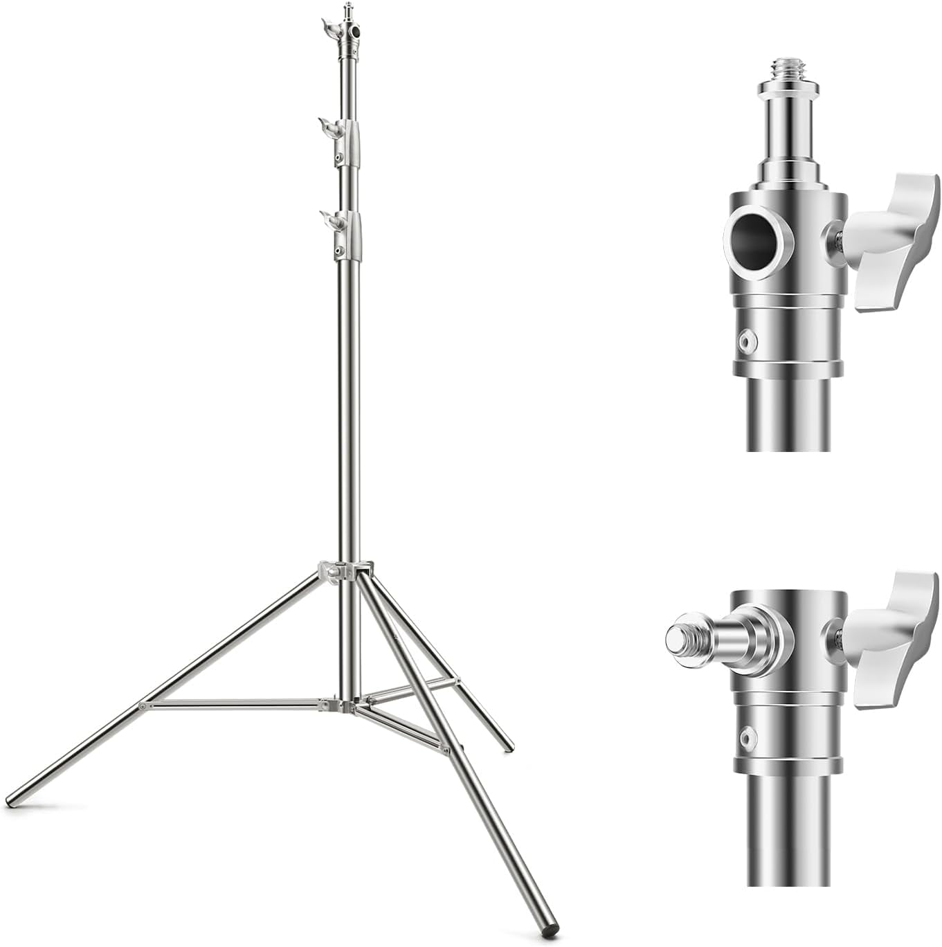 YANTONG 9.2ft/2.8m Stainless Steel Light Stand, Spring Cushioned Heavy ...