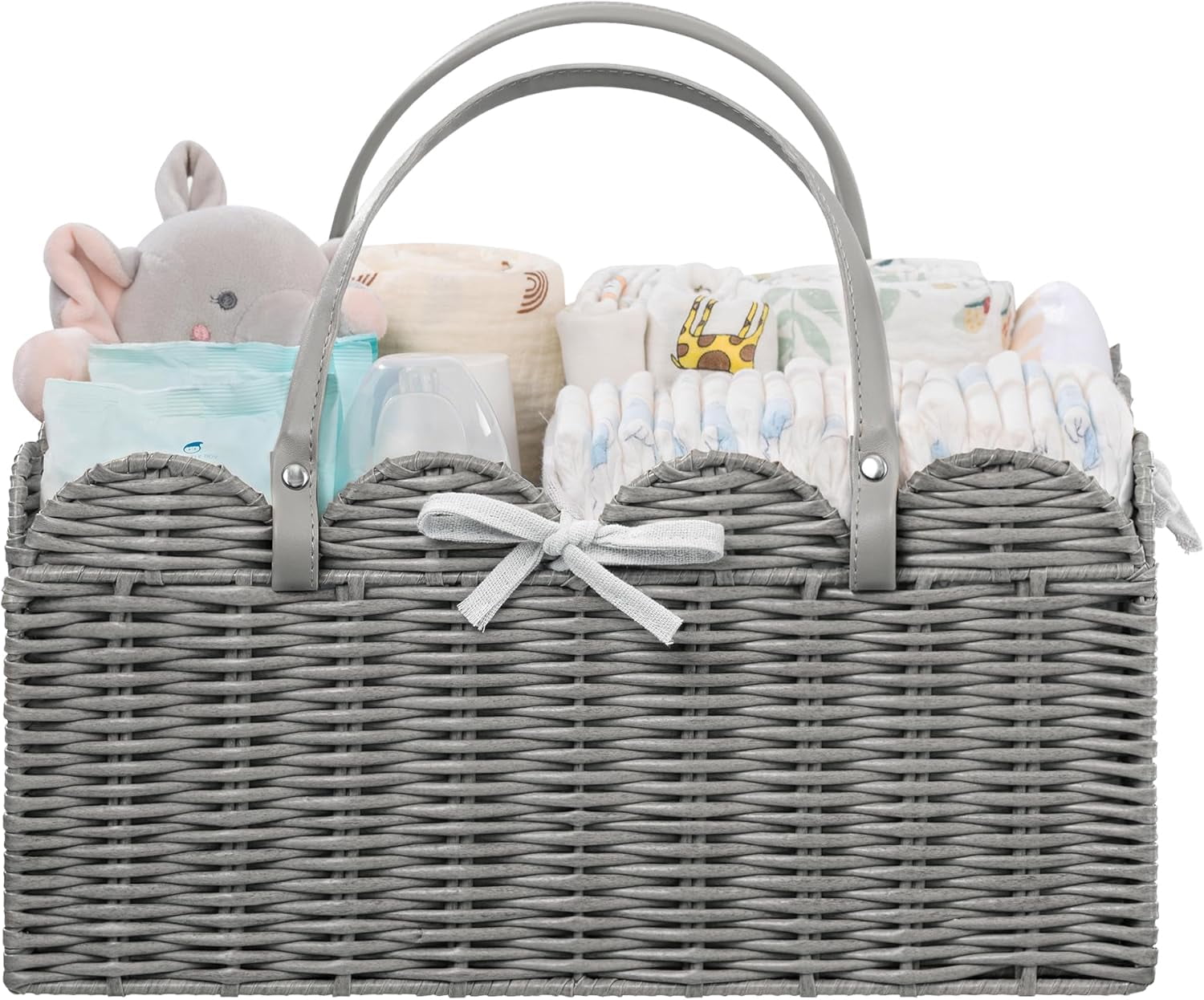 YANTONG Baby Diaper Caddy Organizer, Large Portable Scalloped Plastic ...