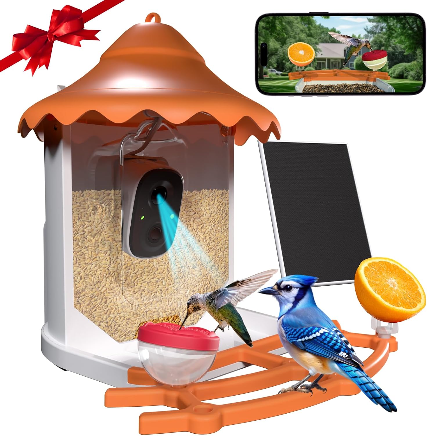 YANTONG Bird Feeder with 2K Ai Camera, Solar Panel, Hummingbird Feeder ...