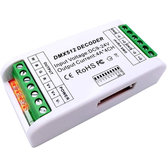 YANTONG Mini 4 Channel DMX Decoder,RGBW DMX Decoder,16A RGB RGBW LED ...