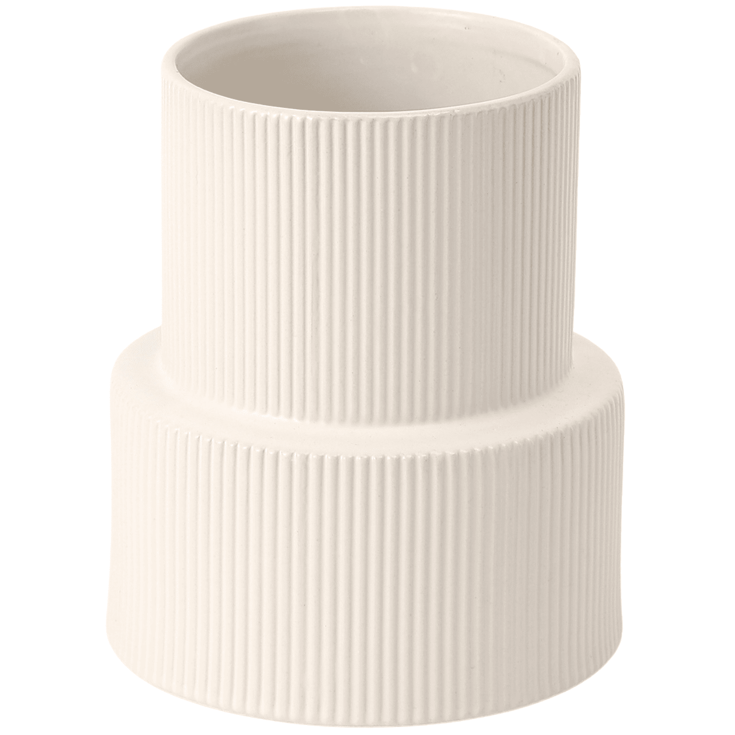YANWE1 White Ceramic Flower Vase, Ribbed Decorative Vase, 7.5 Inch ...