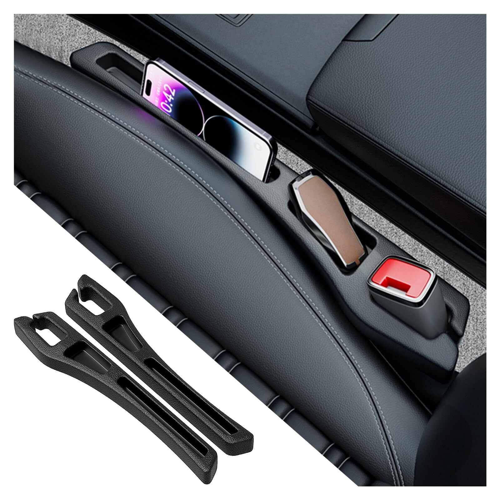 YANjidu 2-piece car seat gap filler storage box, 2-in-1 car gap filler, combines filling and ...