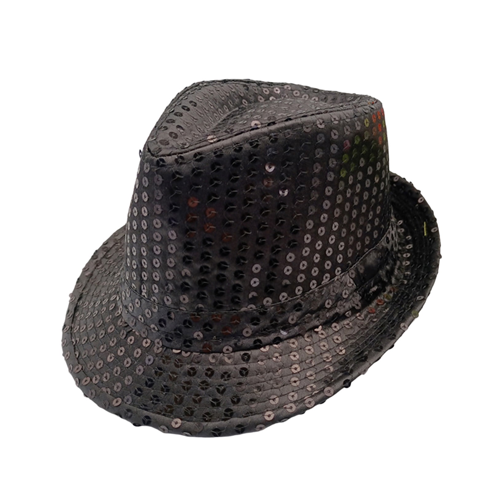 YAOBAMM Party Hat Jazz Hat Shining Short Brim Hemming Sequins Decorated ...