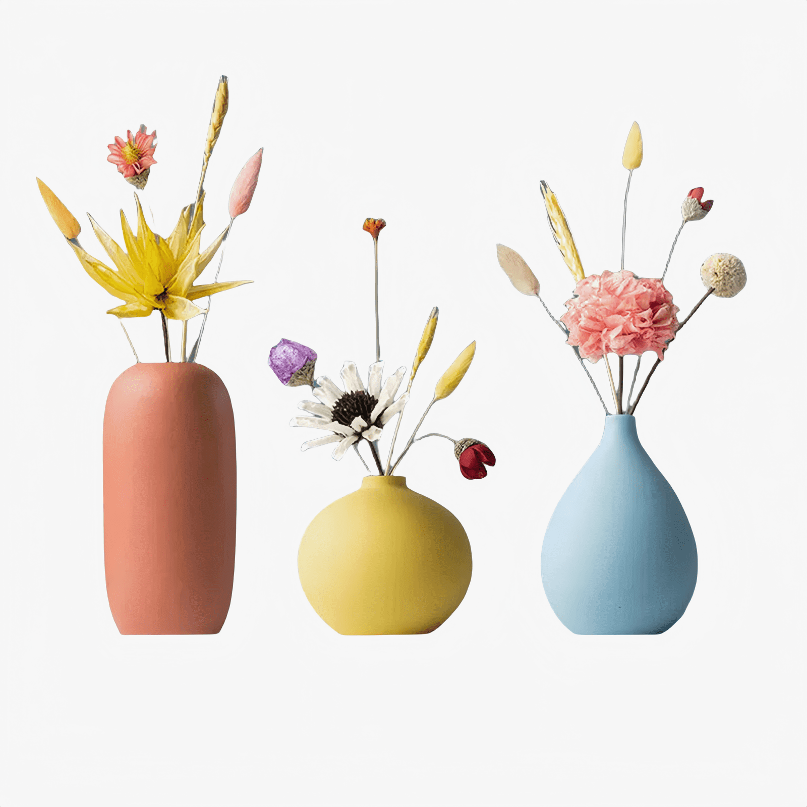 Multi Color Ceramic vase Set 3 Modern Decorative Small vases, for Home ...
