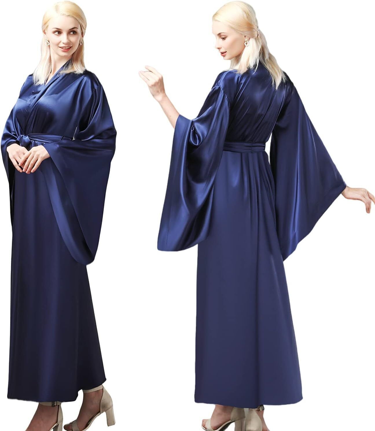 YAOLAN Women's Silk Kimono Long Robe Satin Bridesmaid Wedding Sleepwear ...