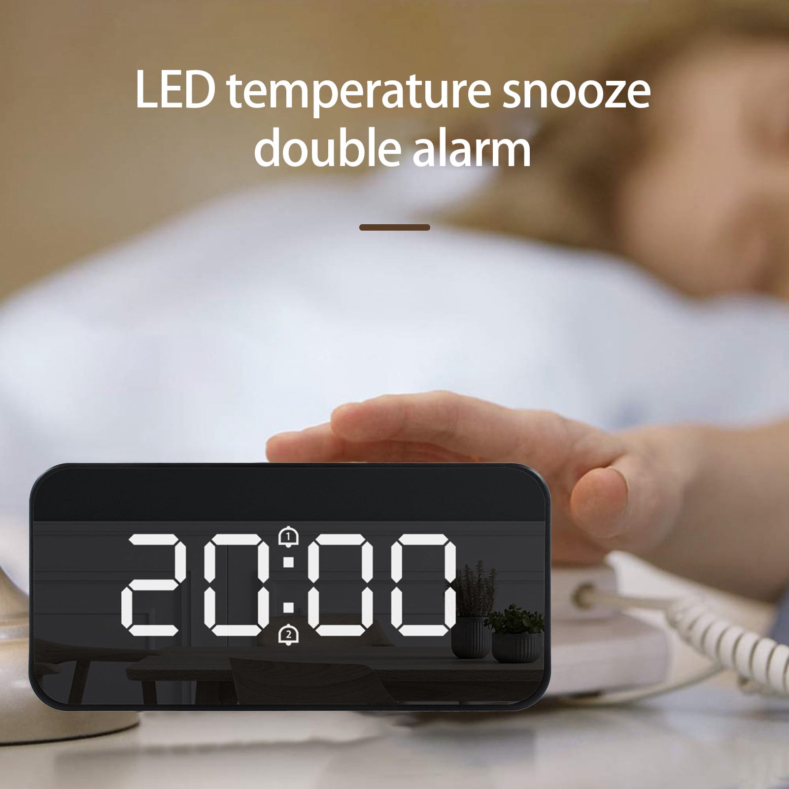 YAOMOBB LED Clock Dual Alarm function LED Mirror Clock Ornament with ...