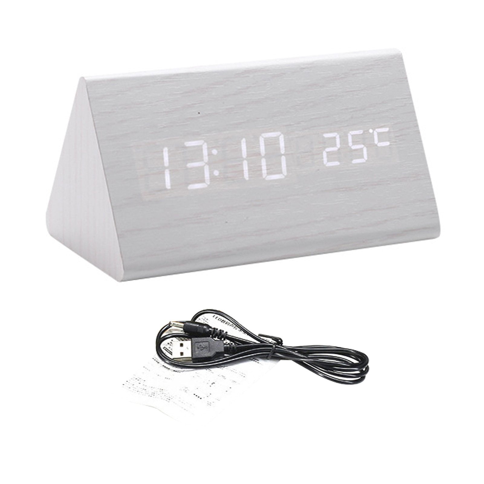 YAOMOBB TV Shelf Digital Clock USB Port Wooden Digital Alarm Clock for ...