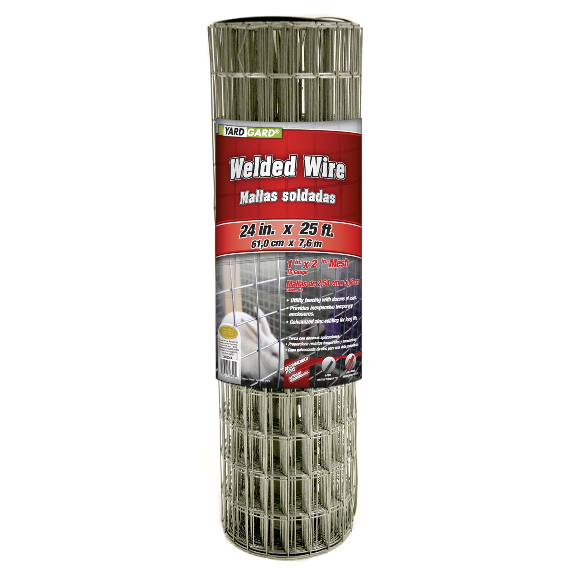 YARDGARD Welded Wire Fence, Galvanized, 1x2 Inch Mesh, 24x25 Feet ...