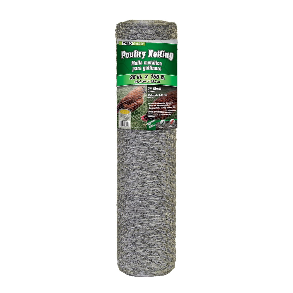 YARDGARD 3Ft x 150ft 2in Mesh Poultry Netting, Rolled Galvanized Steel ...