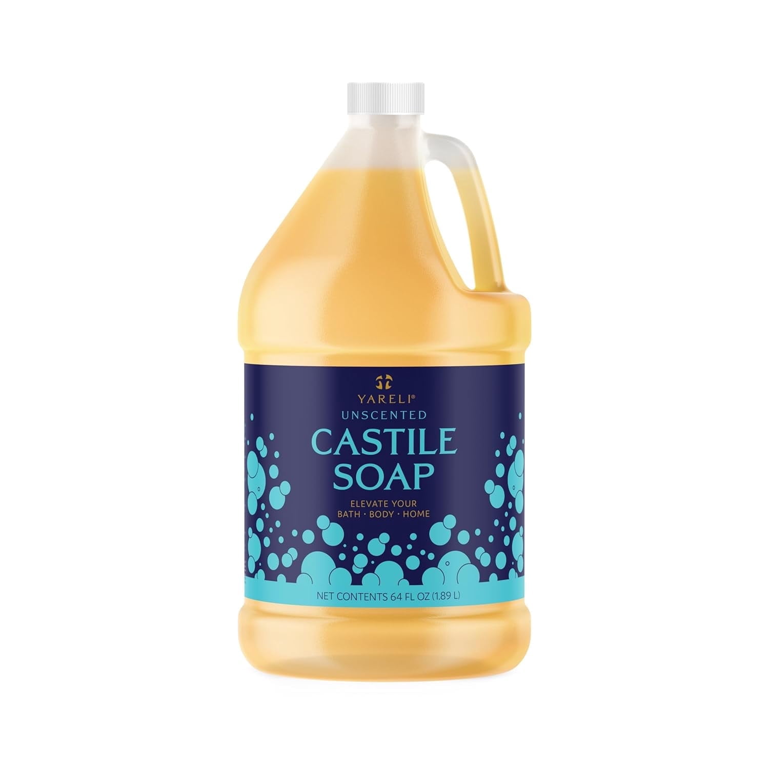 Yareli Pure Castile Liquid Soap, Unscented, Ultra Concentrated, 64oz ...