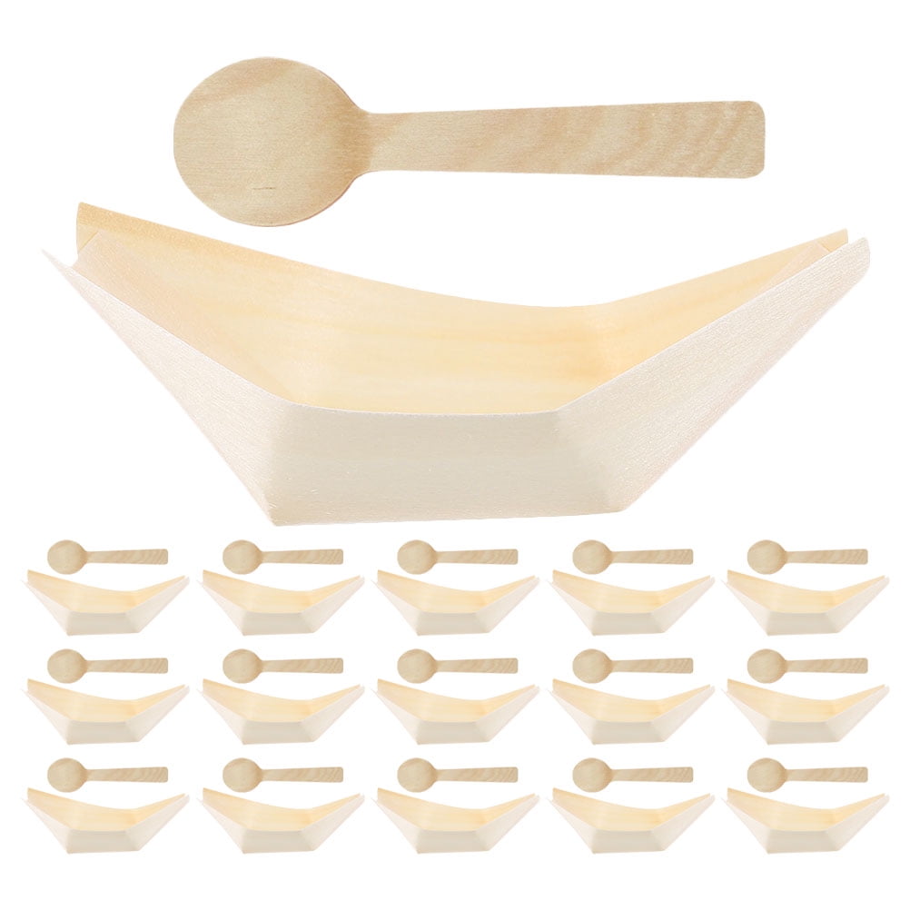 YARNOW 1 Set Disposable Wood Boat Plates Dishes Sushi Boat Serving Tray ...