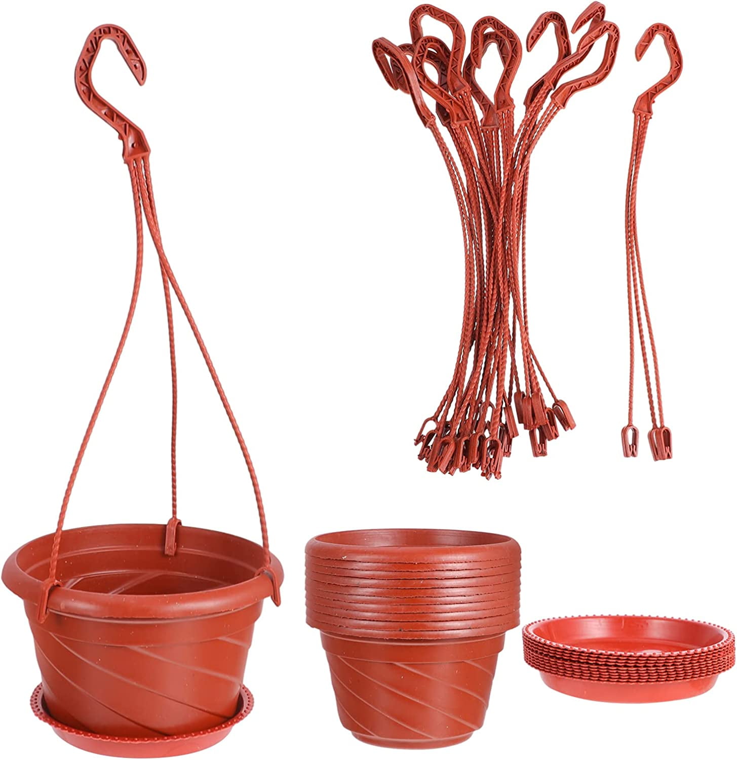 YARNOW 10 Sets Plastic Hanging Baskets Chain Basket Planter Holder ...