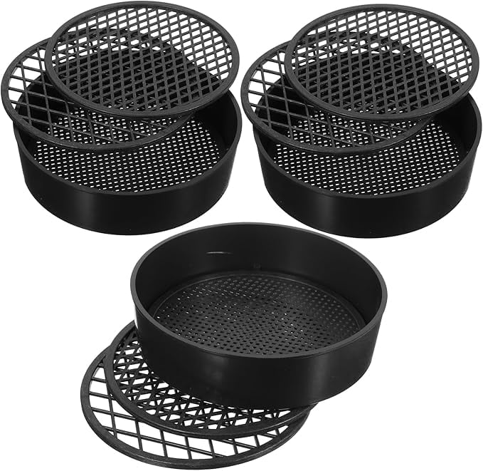 YARNOW 3 Sets Soil Sieve Set Mesh Sifting Pan Soil Sand Sieve Fine Mesh ...