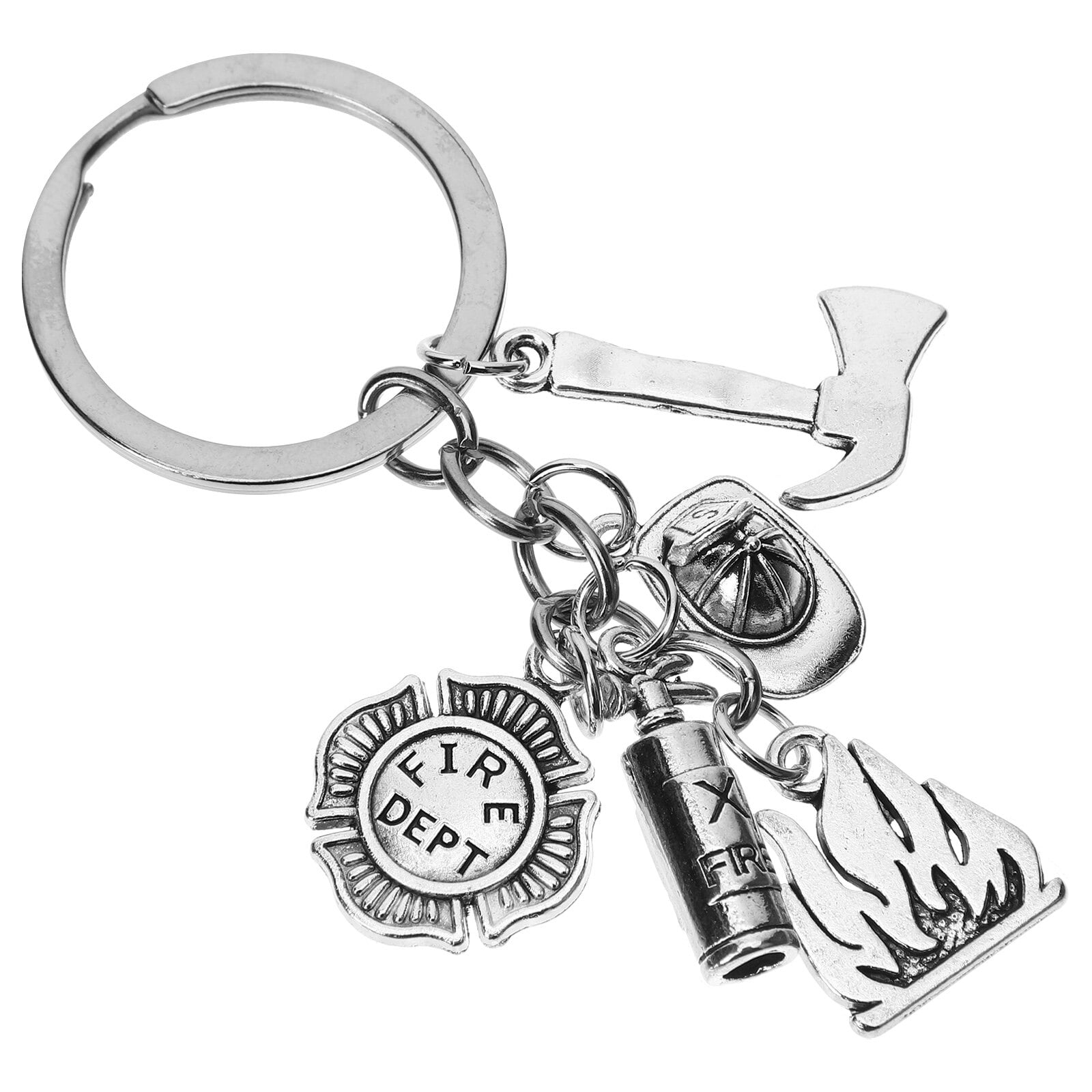 YARNOW Fireman Keychain Firefighter Backpack Charm Pendant Stainless ...