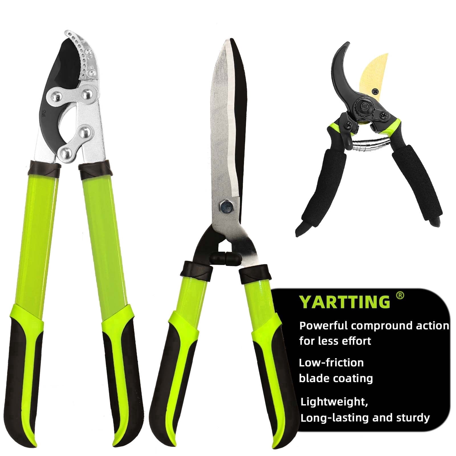 YARTTING Loppers Hedge Clippers Garden Shears, 3PCS Yard Tools Combo ...