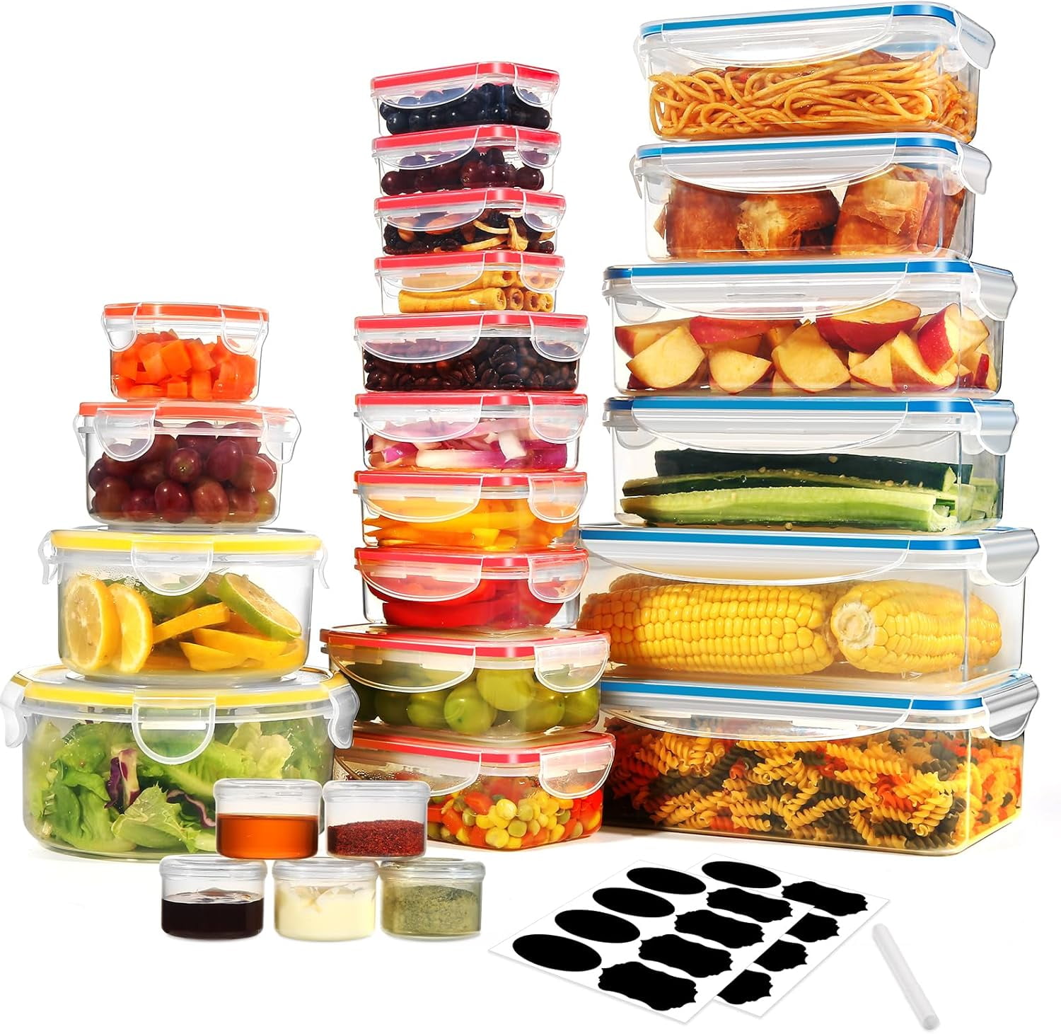 YASHE 50PCS Food Storage Containers with Lids Airtight, Plastic Food ...