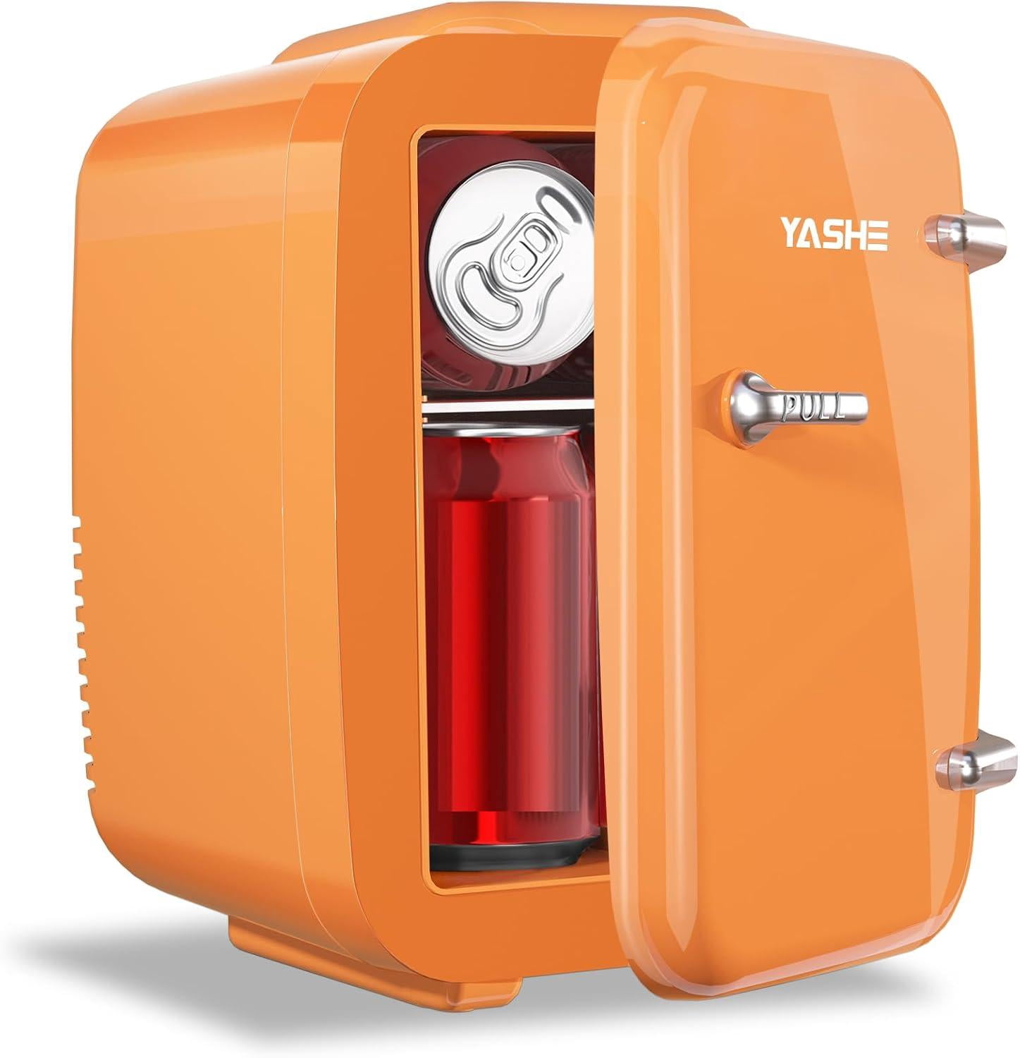 YASHE Mini Fridge, 4 Liter/ 6 Cans Skincare Fridge for Bedroom, 110V AC ...