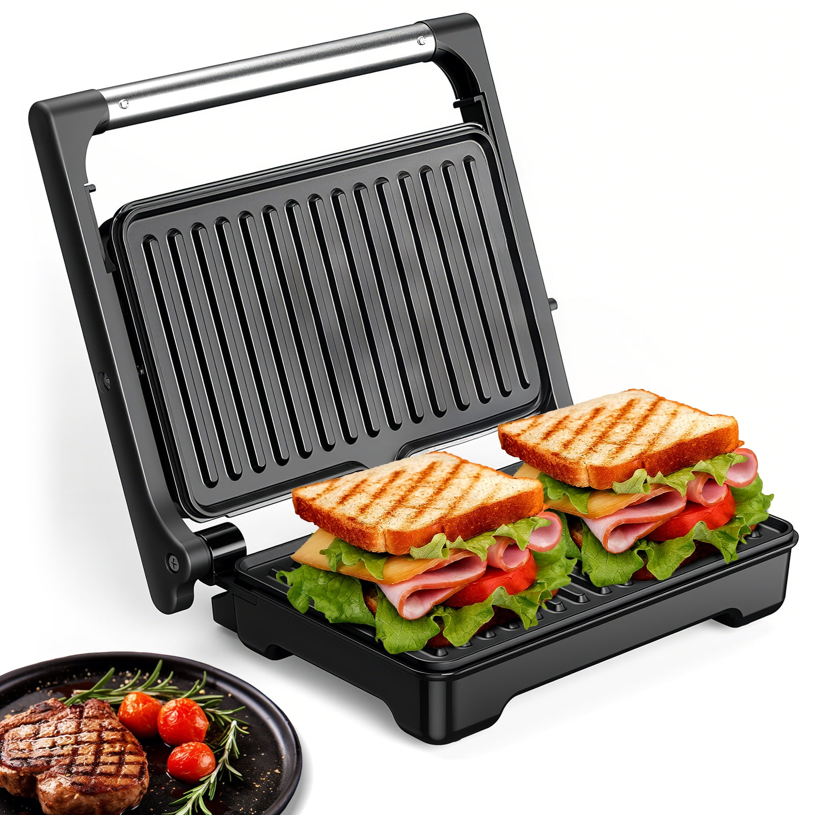 YASHE Panini Press Sandwich Maker, 1200 W Sandwich Maker, 2 Slice ...