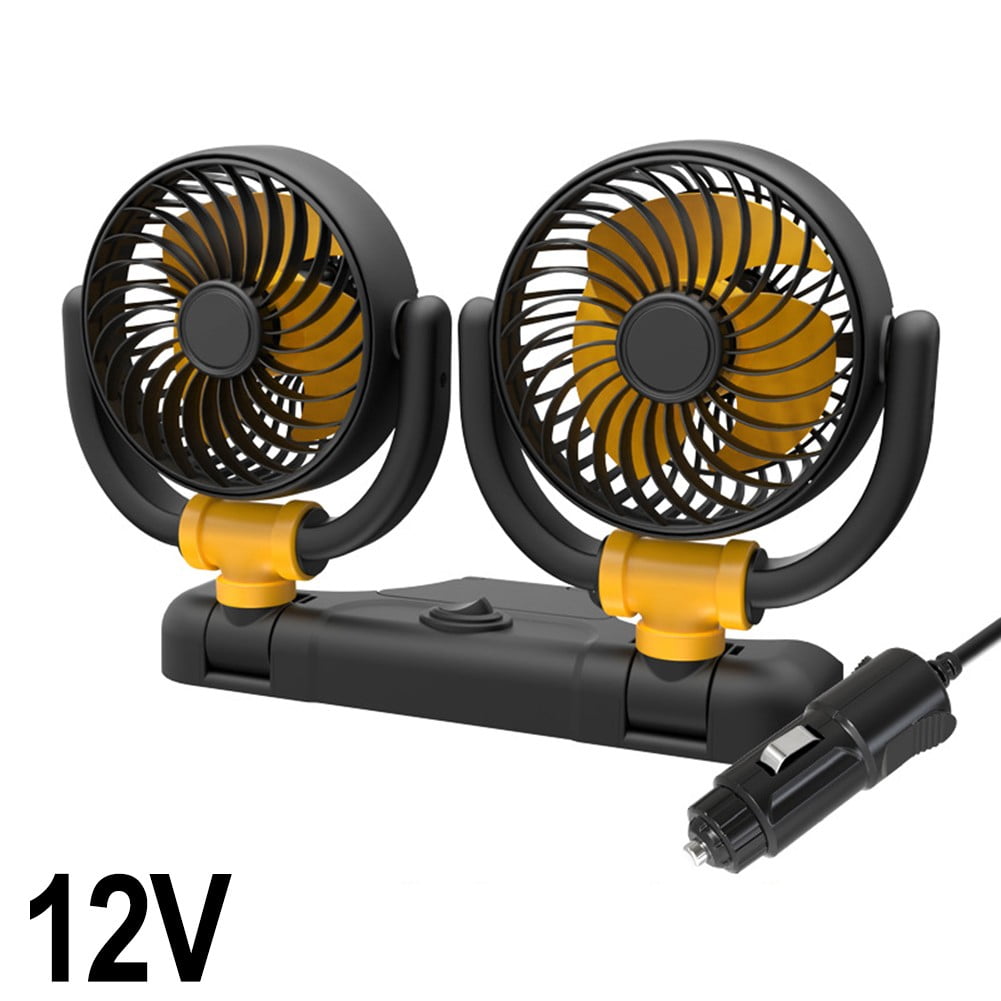 YASHILI 5/12/24V Car Fan Dual Head Folding Refrigeration Summer For ...
