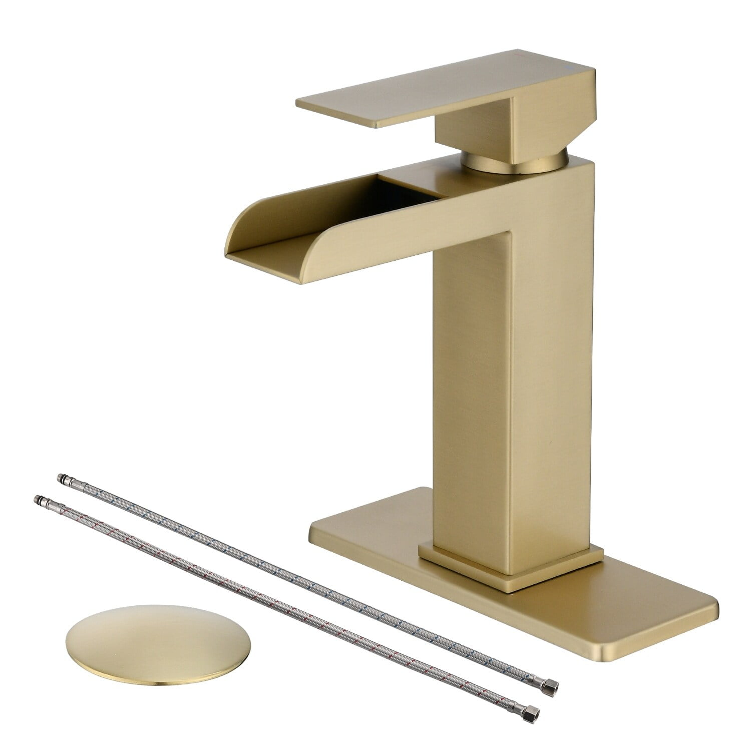 YASINU Waterfall Single Handle Bathroom Faucet with Pop-up Assembly ...