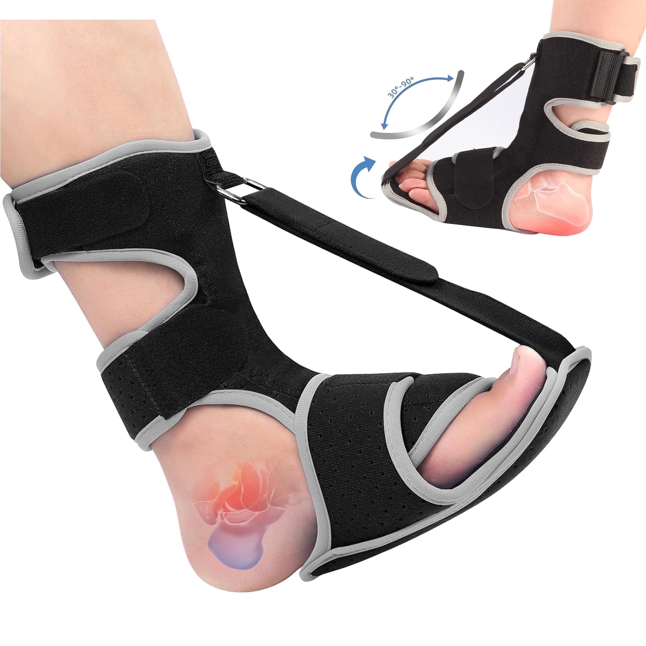 YASLIM Adjustable Splint for Plantar Fasciitis, Heel Spur Relief, Black ...