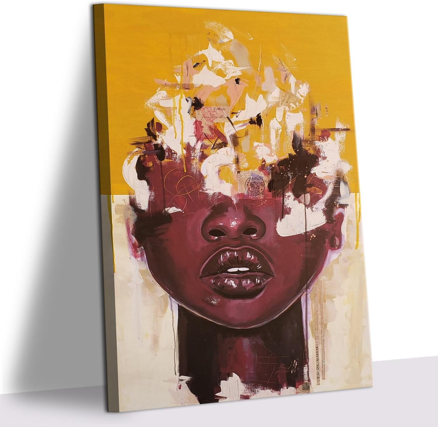 YASOJUN African American Black Woman Butterfly Canvas Painting Framed Black Girl Butterflies ...