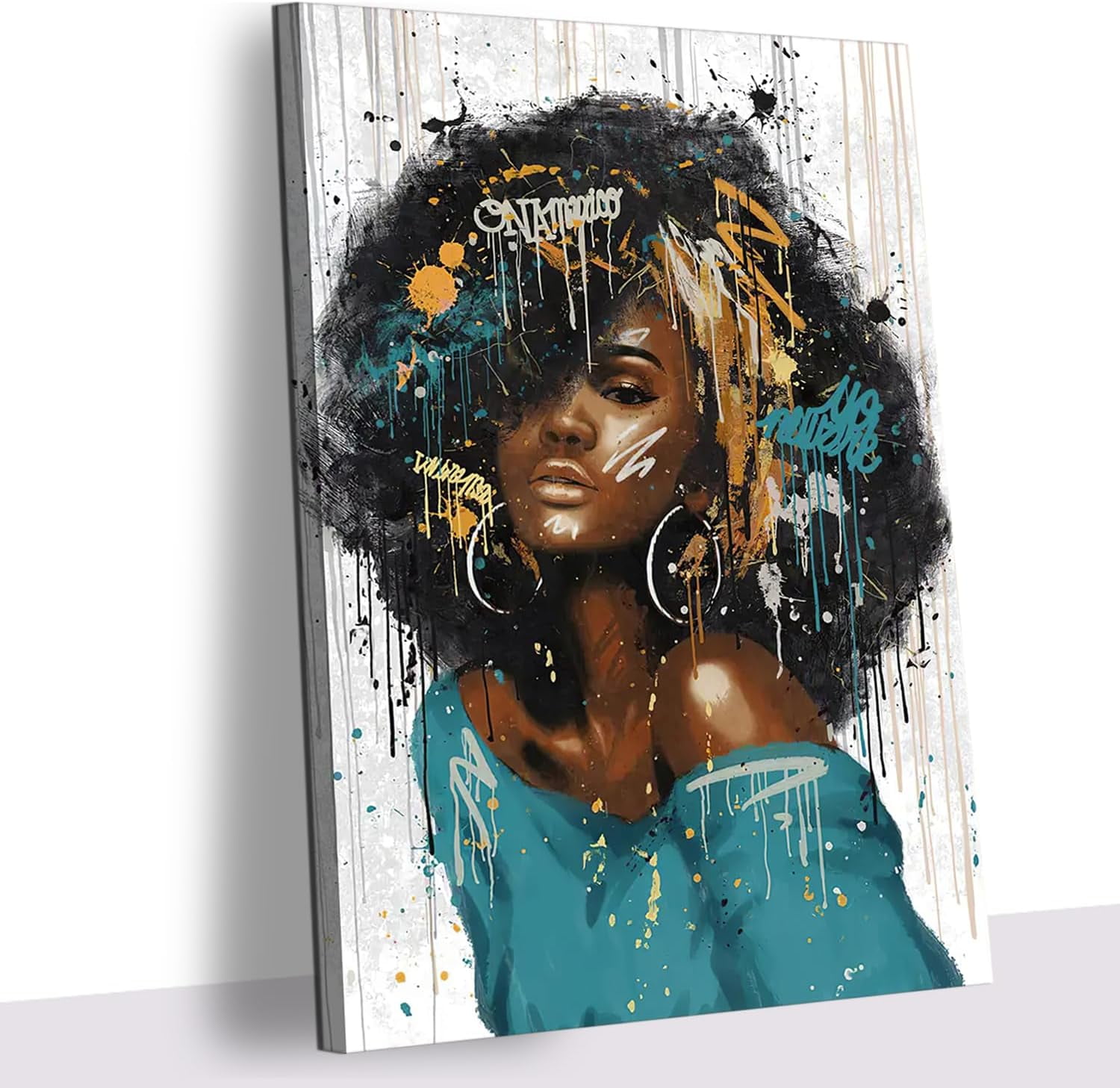 YASOJUN African American Black Woman Butterfly Canvas Painting Framed Black Girl Butterflies ...