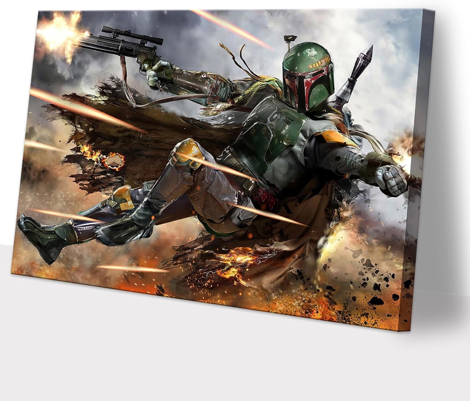 YASOJUN Wars on Star Boba Fett Canvas Wall Art Framed, Bounty Hunter ...