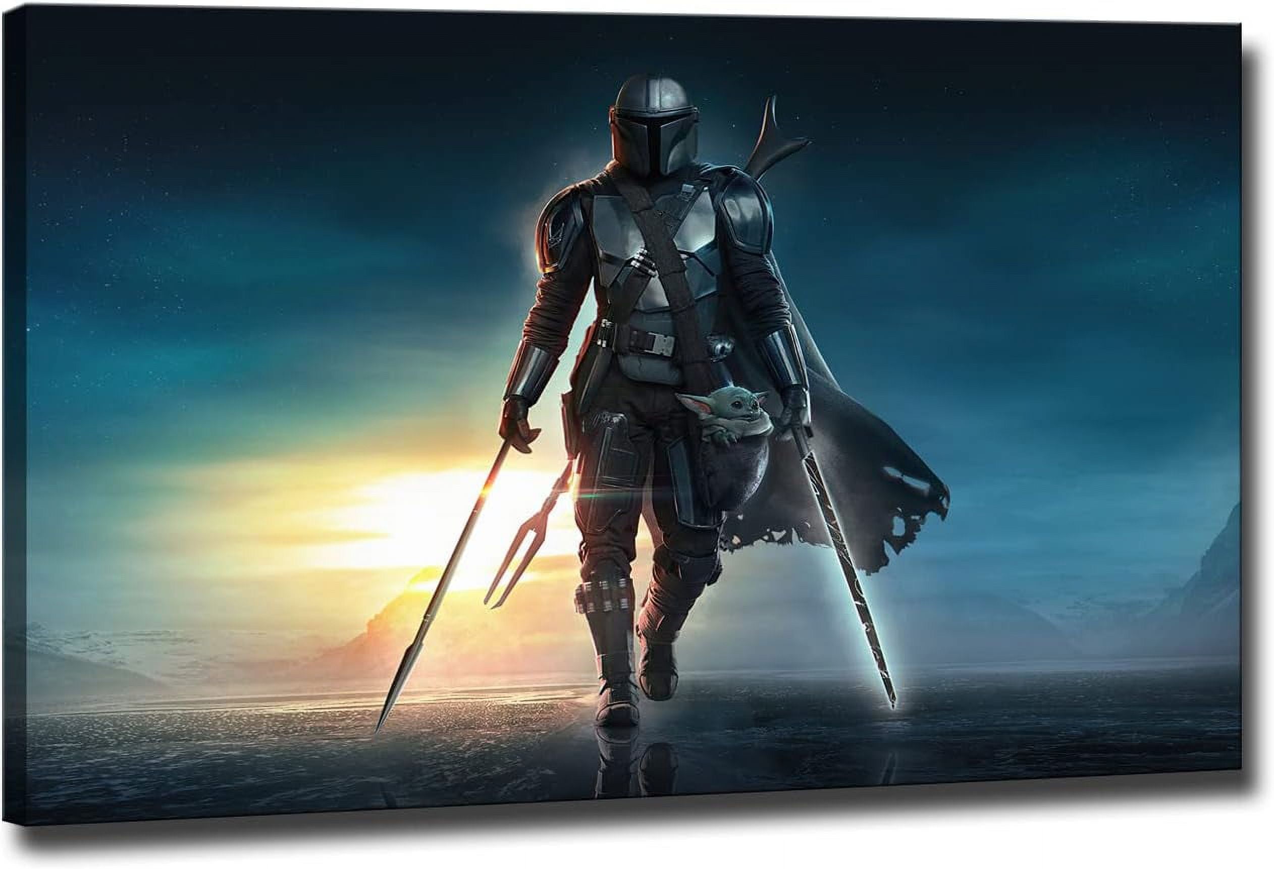 YASOJUN Wars on Star Boba Fett Canvas Wall Art Framed, Bounty Hunter ...