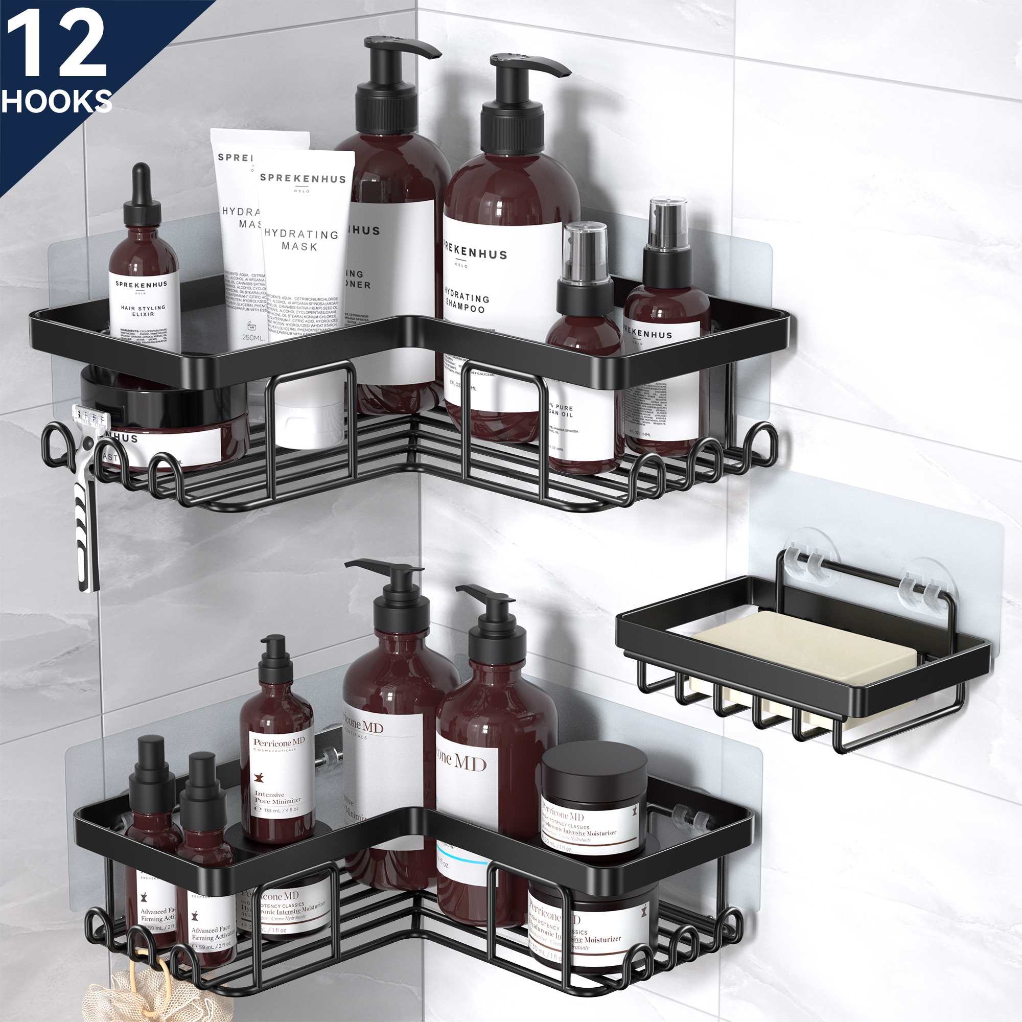 Dengjunhu Corner Shower Caddy Corner Shower Shelf Shower Basket Wall ...