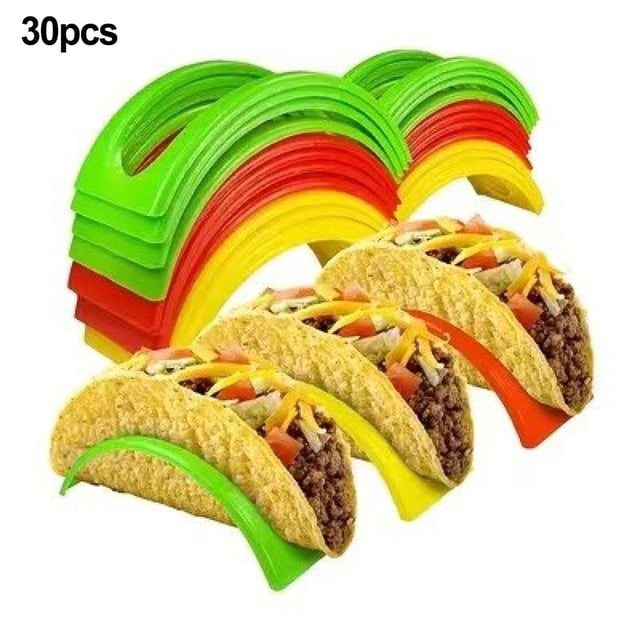 YASONIC 30 pc Taco Holder Mexican Food Wave Shape Hard Rack Stand ...