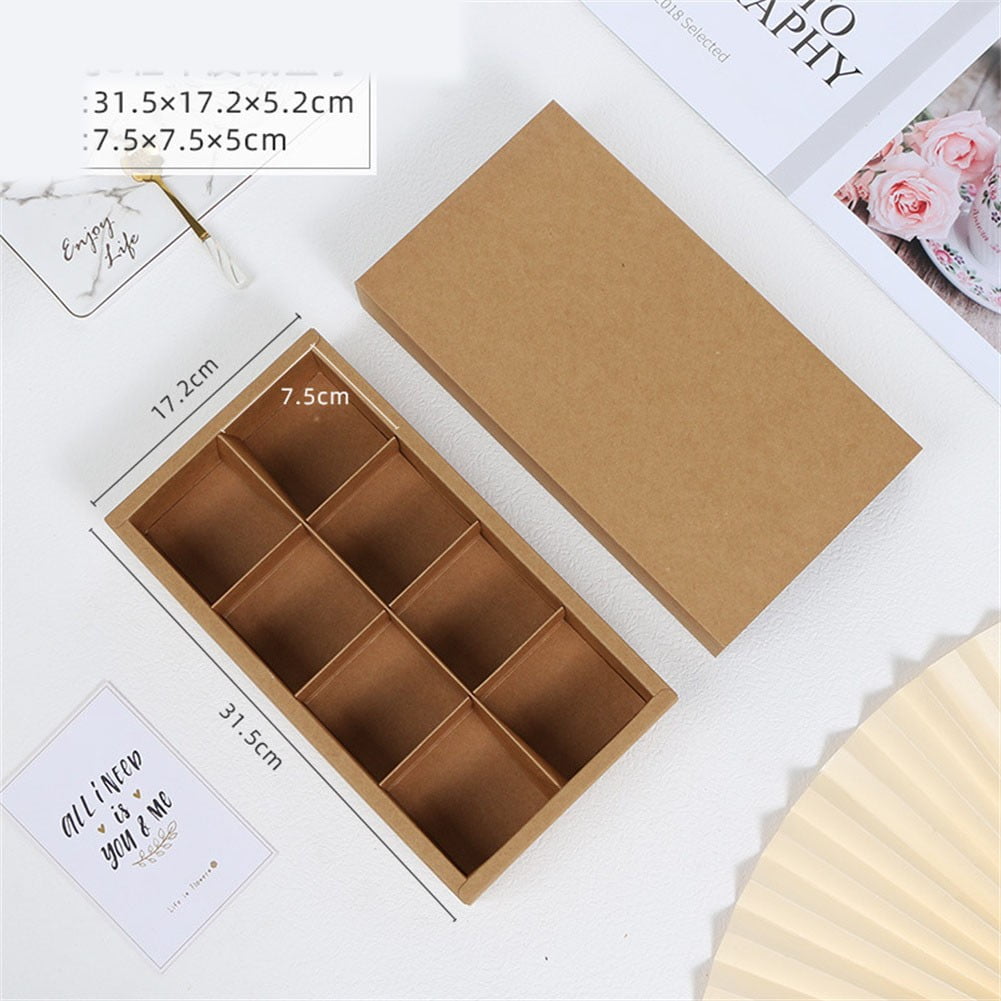 YASONIC Mooncake Box 8 Sections Kraft Paper Packaging for Cupcakes and ...