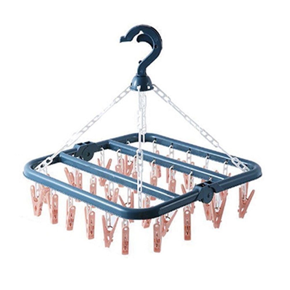 YASONIC Space Saving Plastic Hanger with 32 Clips for Socks and Small ...