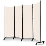 YASRKML 6FT 4 Panel Rolling Room Divider with Wheels, Beige - Walmart.com