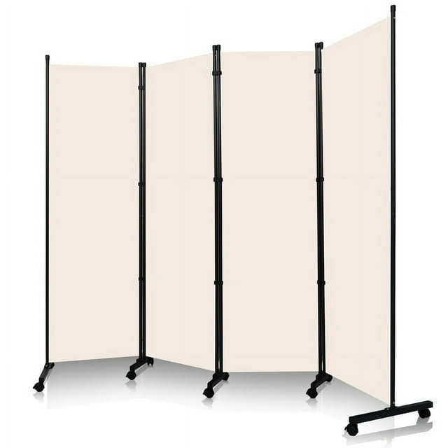 YASRKML 6FT 4 Panel Rolling Room Divider with Wheels, Beige - Walmart.com
