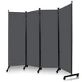 YASRKML 6FT 4 Panel Rolling Room Divider, Self-lockable, Folding ...
