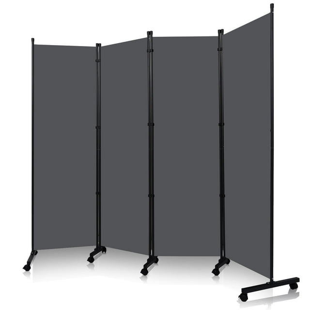 YASRKML 6FT 4 Panel Rolling Room Divider, Self-lockable, Folding ...