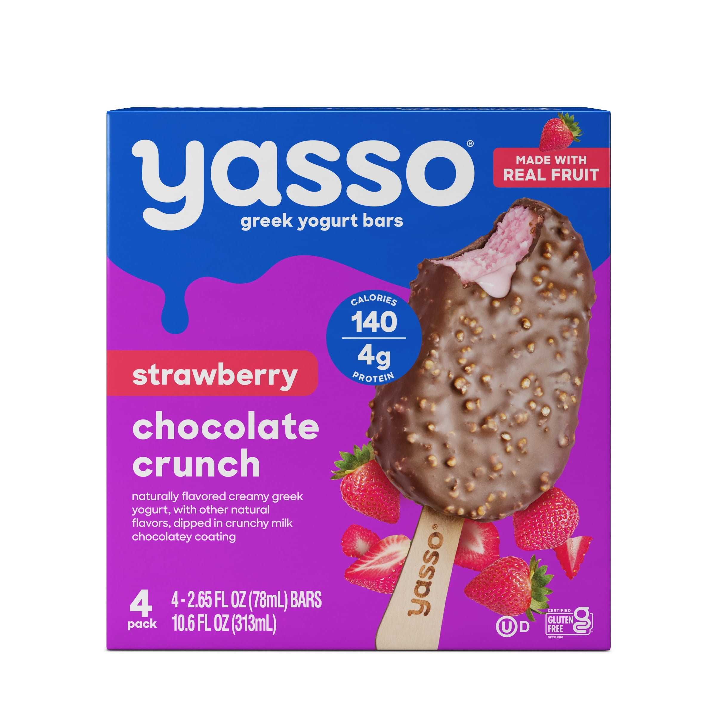 YASSO STRAWBERRY CHOCOLATE CRUNCH BAR 4CT - Walmart.com