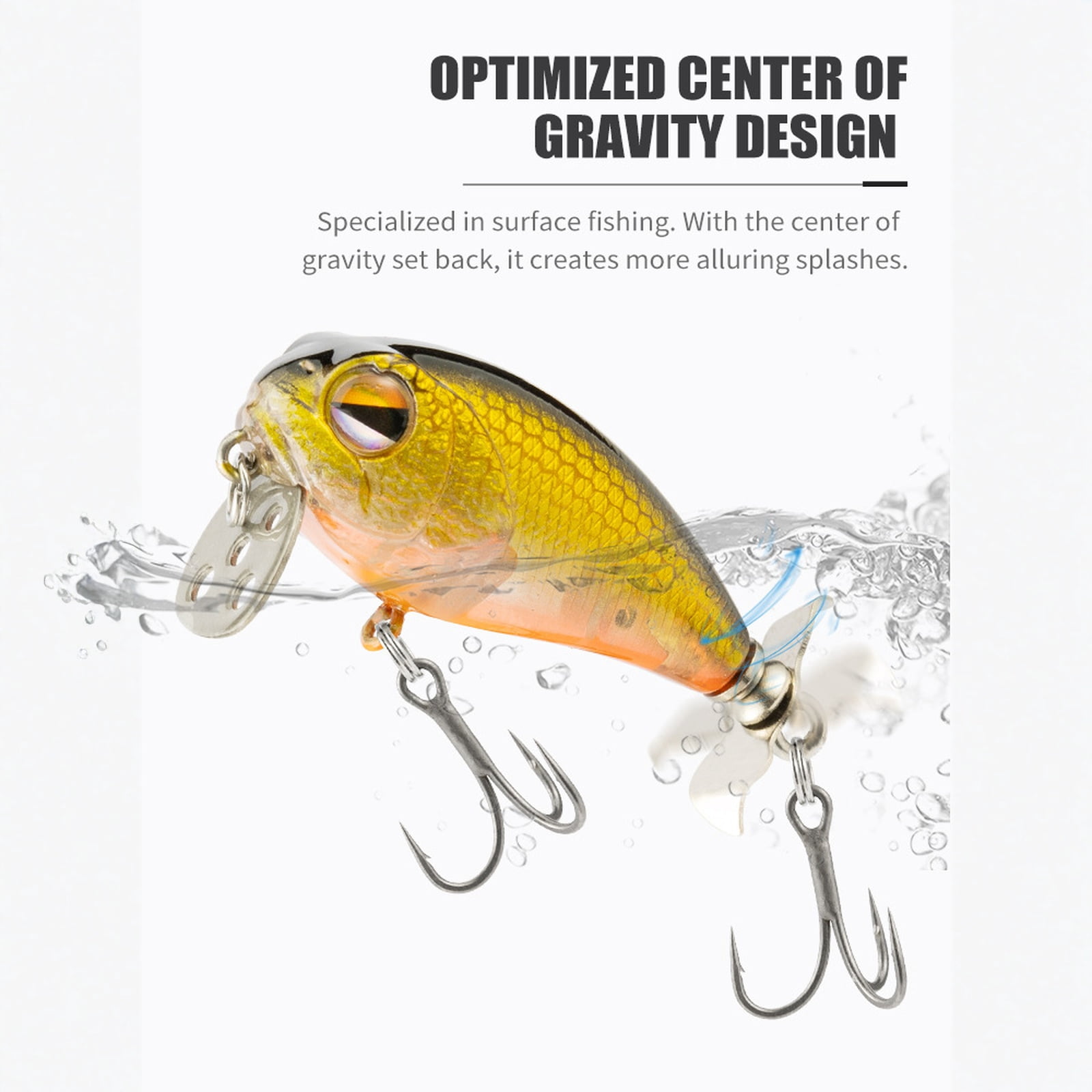 YATAV Top Water Fishing Lures with Metal Bubble Baffle & Tail Propeller ...