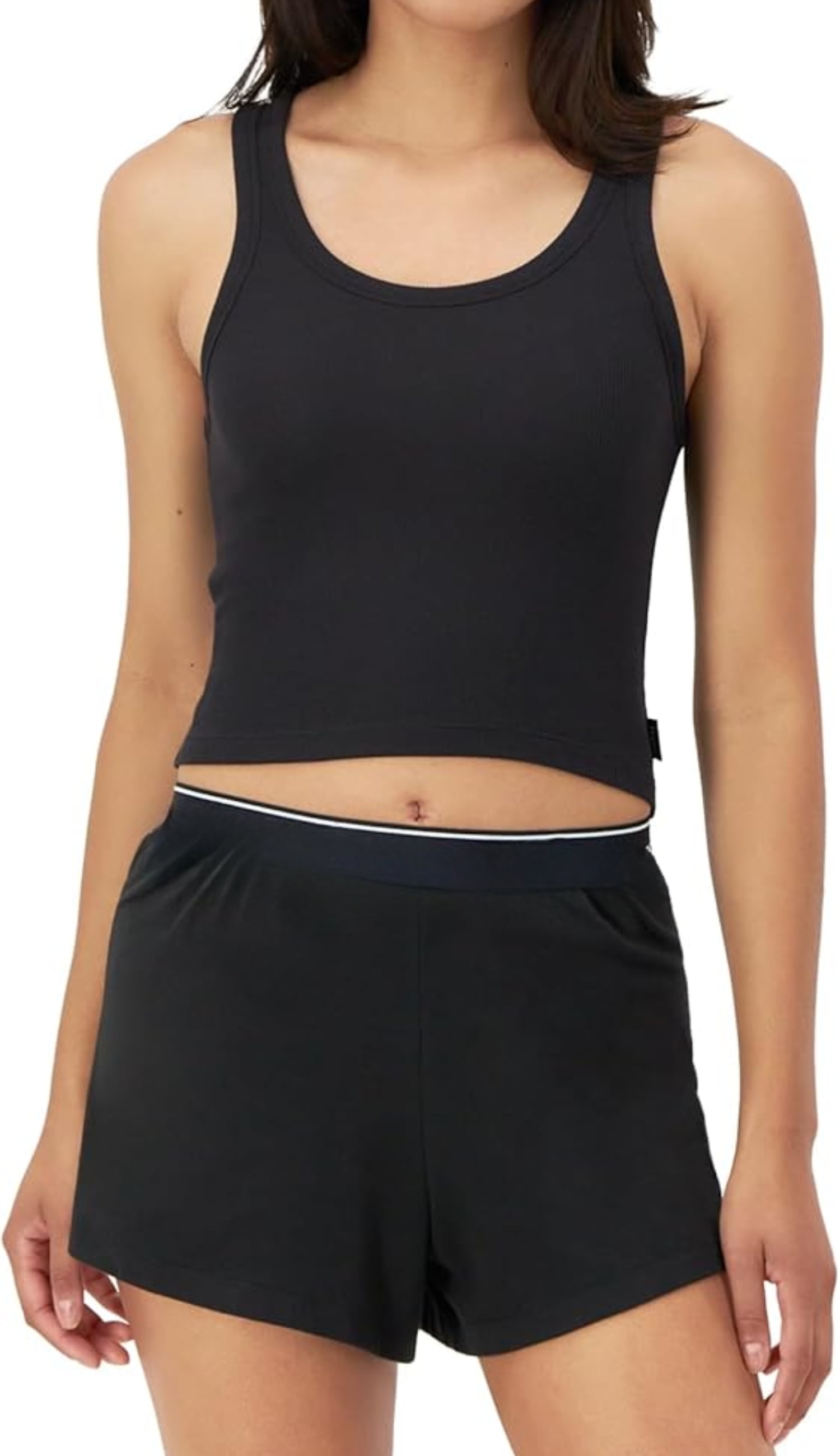 YATELLE Women's Originals Comfywear Rib Crop Tank and Sleep Shorts, 2 ...