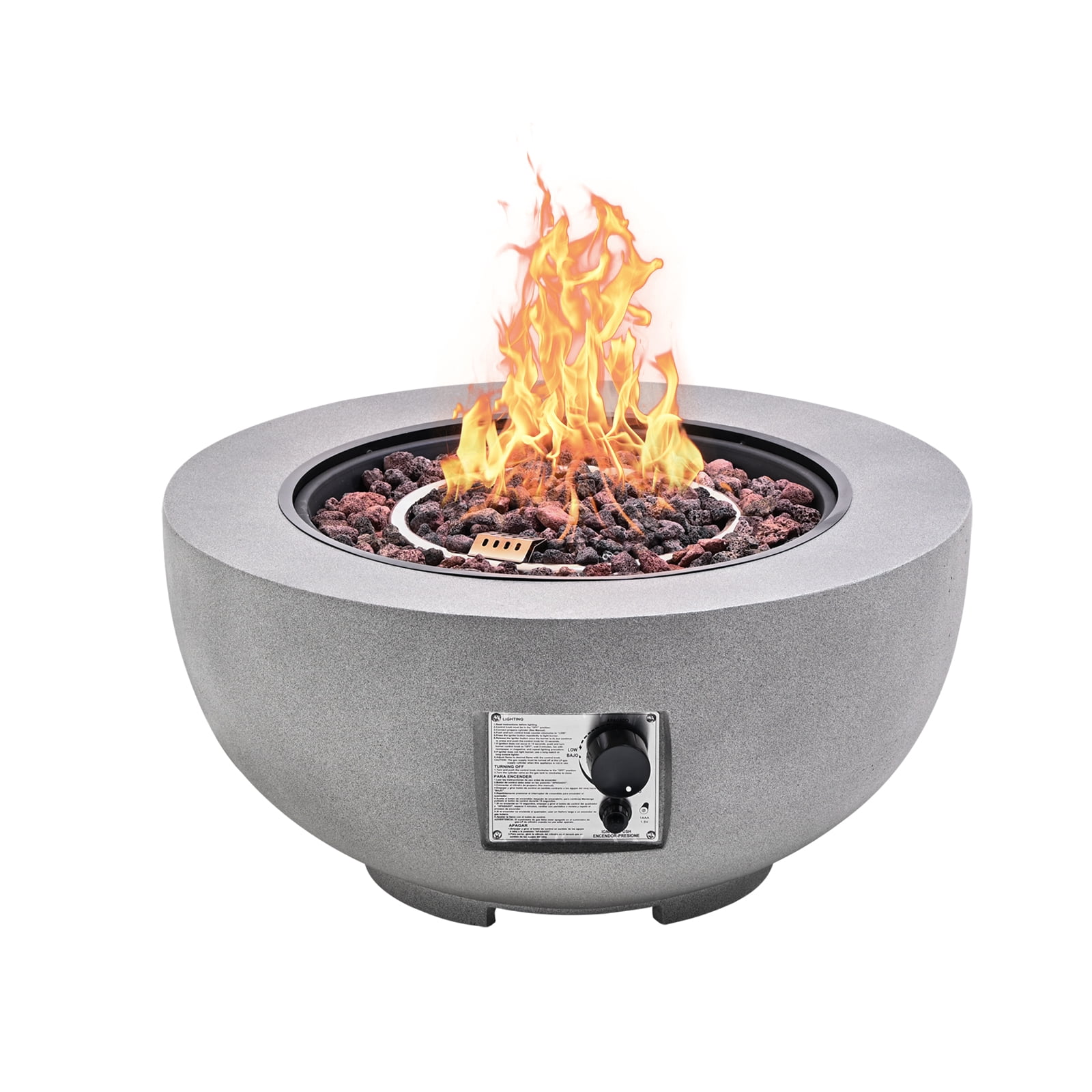 YATEMATE 27.5-inch Outdoor Propane Gas Fire Pit Bowl, 50000 BTU Round ...