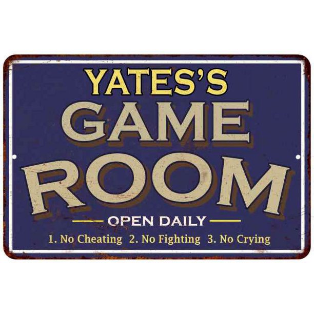 YATES'S Blue Game Room Sign Metal 8 x 12 Matte Finish Metal ...