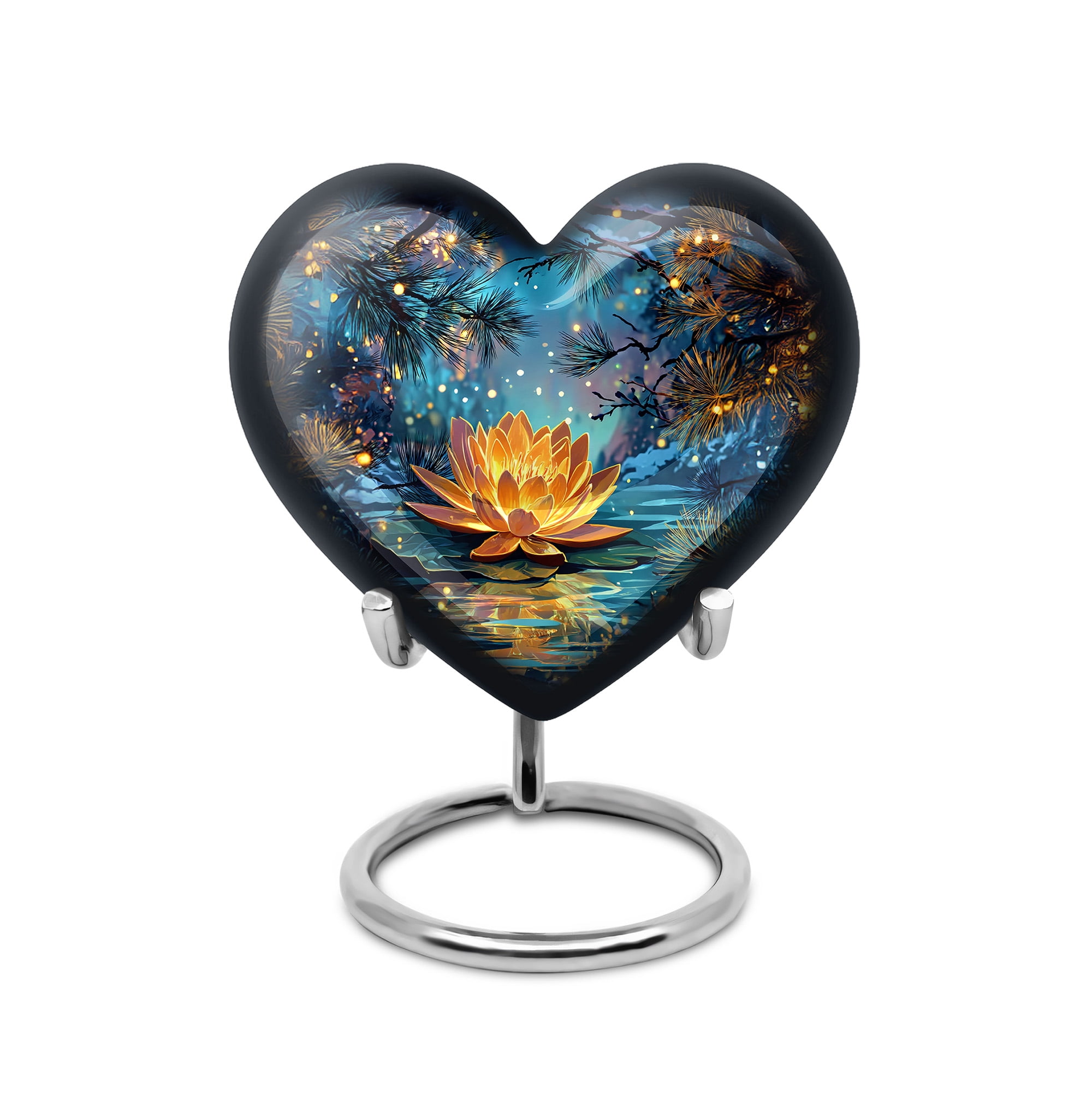 YATHABHISA Heart Lotus Mini Keepsake Urn for Mom & Dad, Humans Remains ...