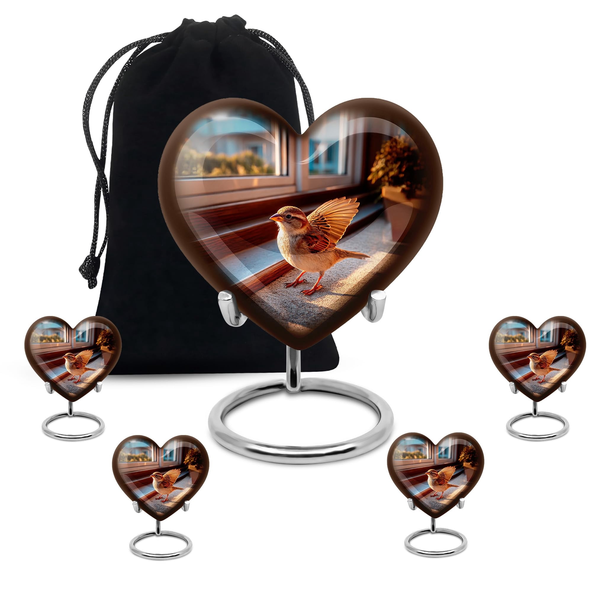 YATHABHISA Heart Sparrow Memorial Urn, Burial And Funeral Urns ...